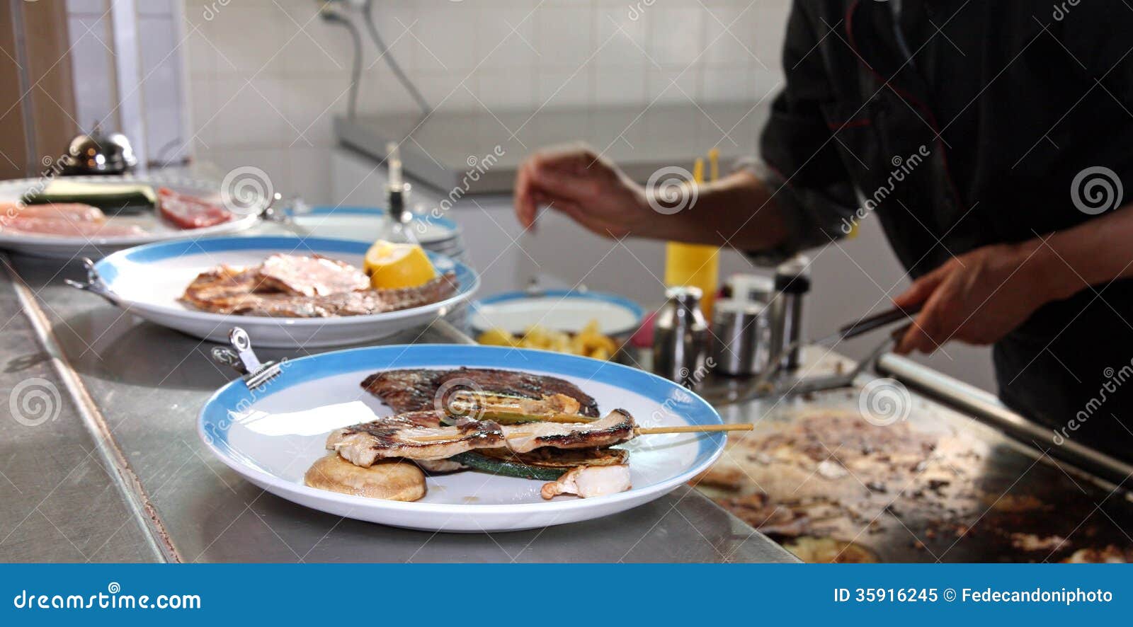 Restaurant Kitchen during the Preparation of Vegetable Stock Image ...
