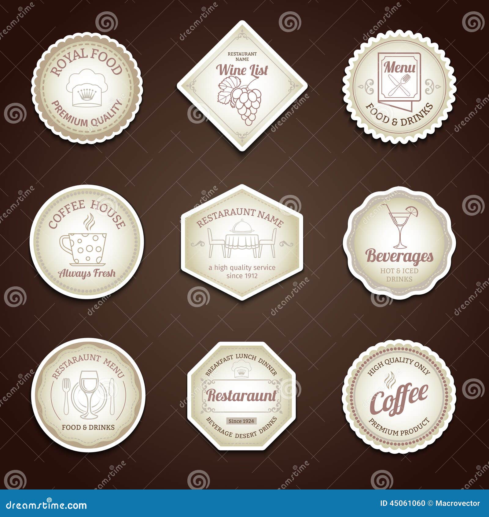 Restaurant label set stock vector. Illustration of element - 45061060