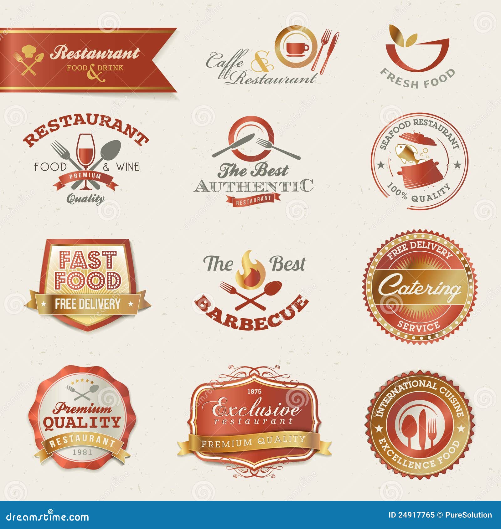 Restaurant Labels and Elements Stock Vector - Illustration of elements ...