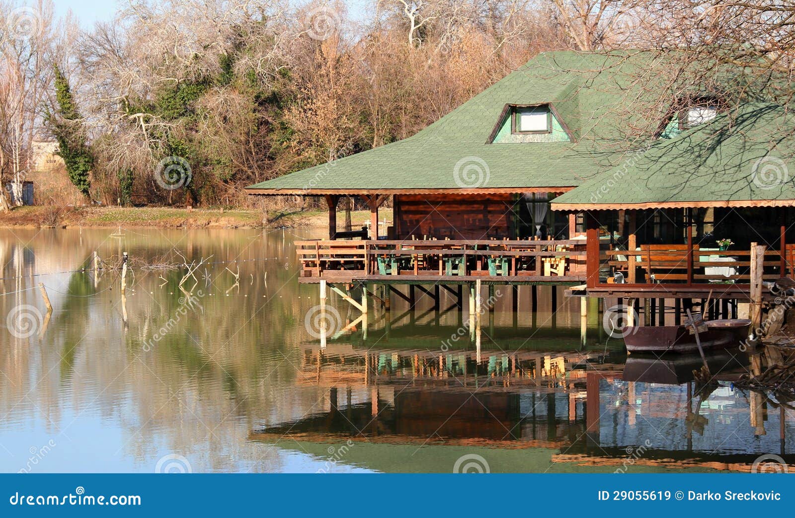 Restaurant on the lake stock image. Image of landscape - 29055619