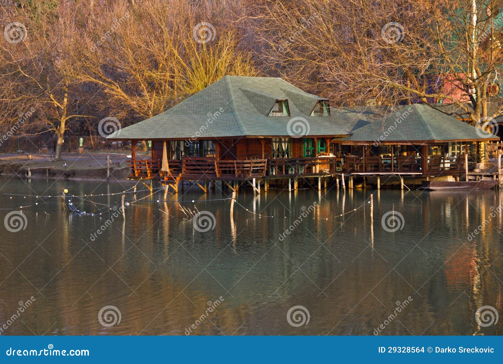 Restaurant on the lake stock photo. Image of trees, shore - 29328564