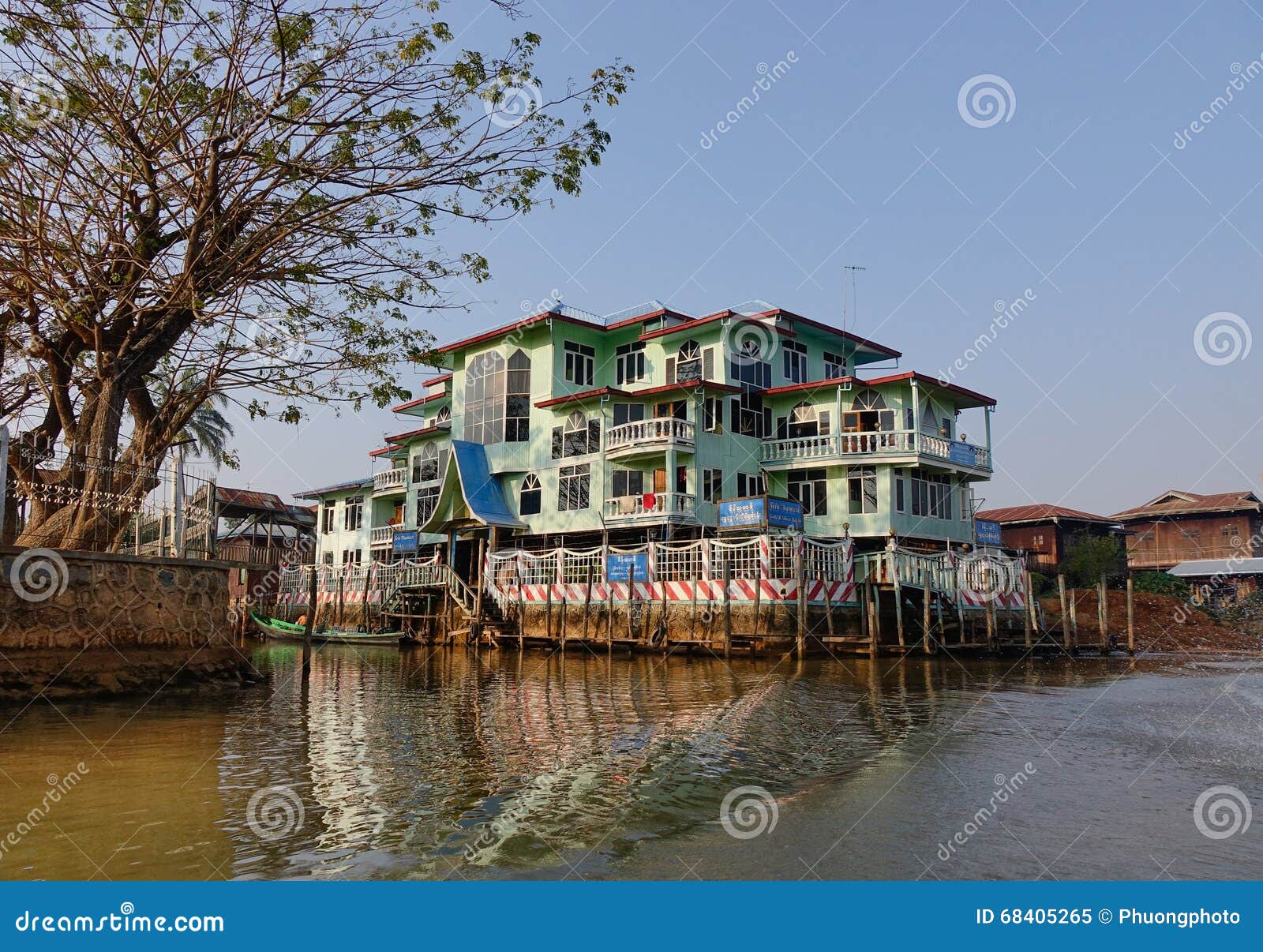 The Restaurant on the Lake in Shan State, Myanmar Editorial Image ...