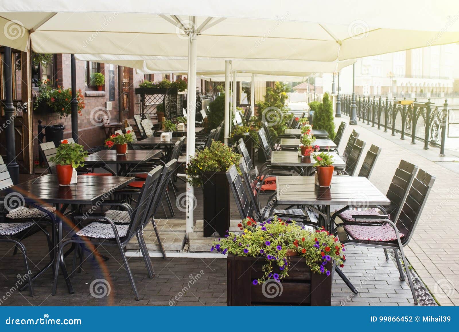 Restaurant on the Lake Shore in the Fog without Visitors Stock Photo ...