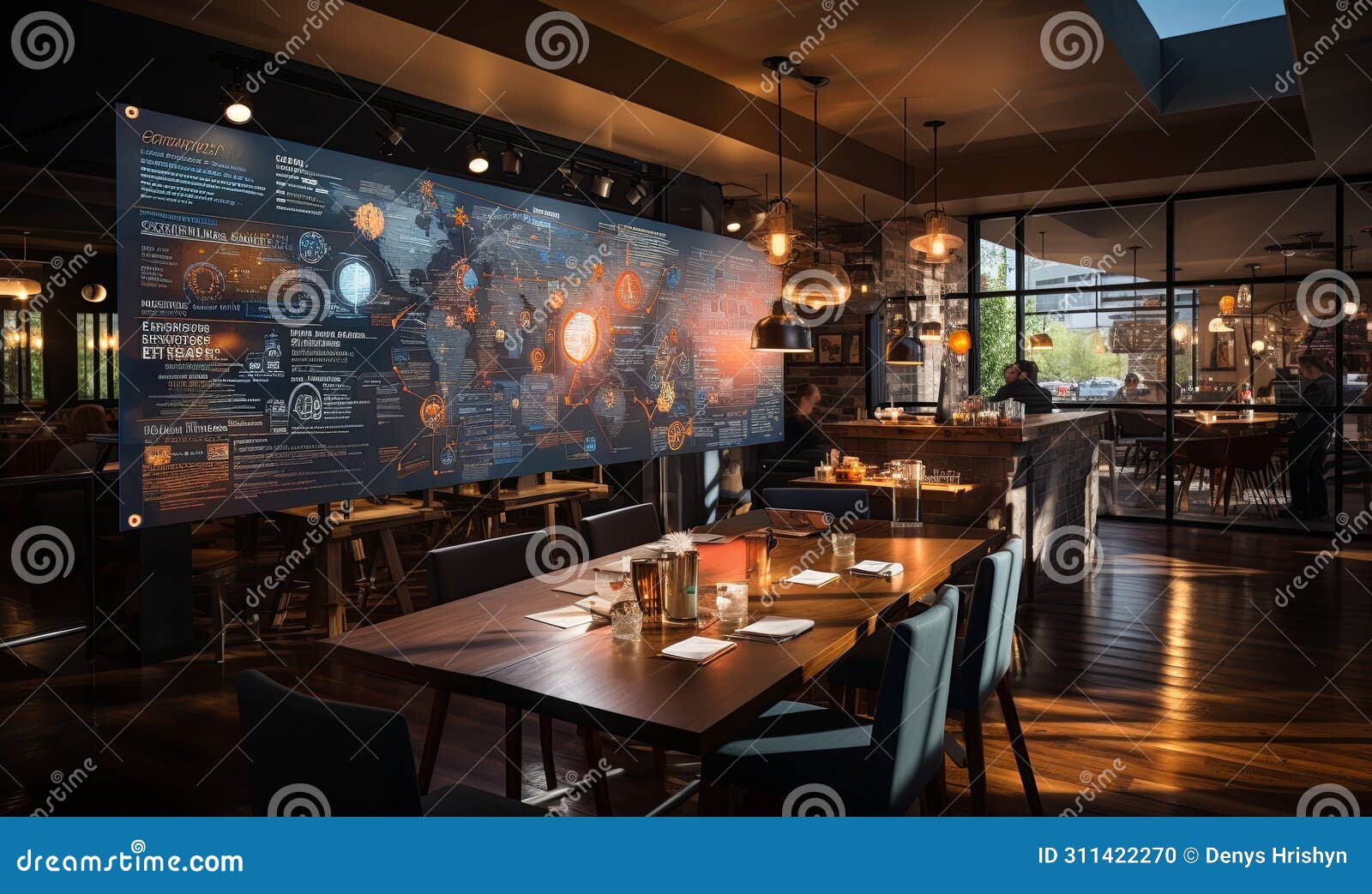 Restaurant with Large Menu on Wall Stock Photo - Image of drinks ...