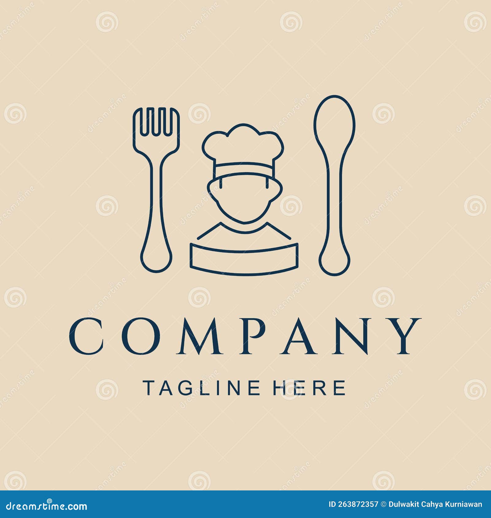 Restaurant Line Art Logo Icon and Symbol. Chef,fork, and Spoon ...