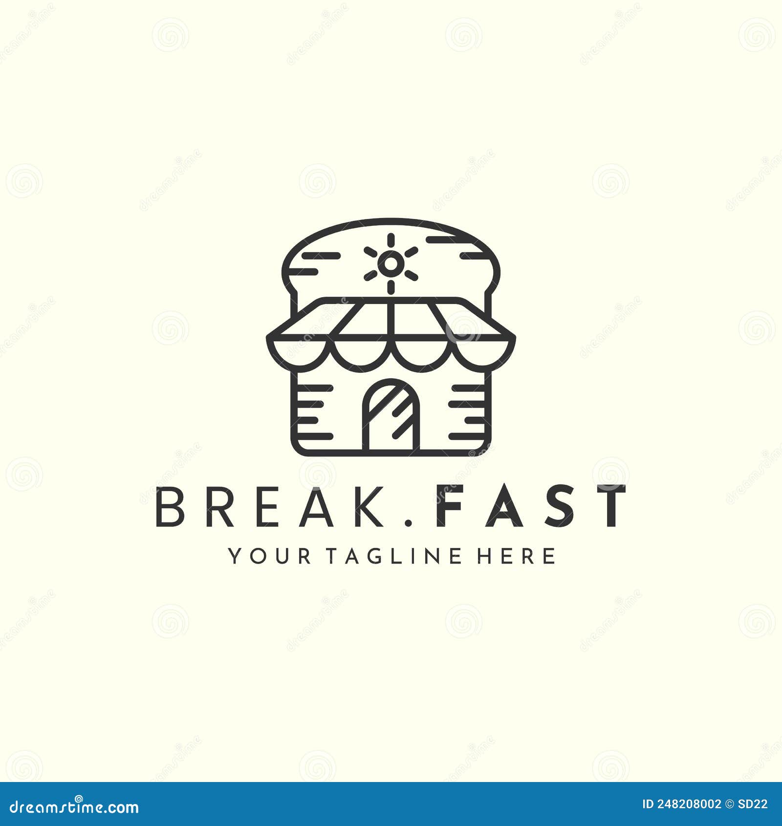 Restaurant with Line Art Style Logo Icon Template Design. Breakfast ...
