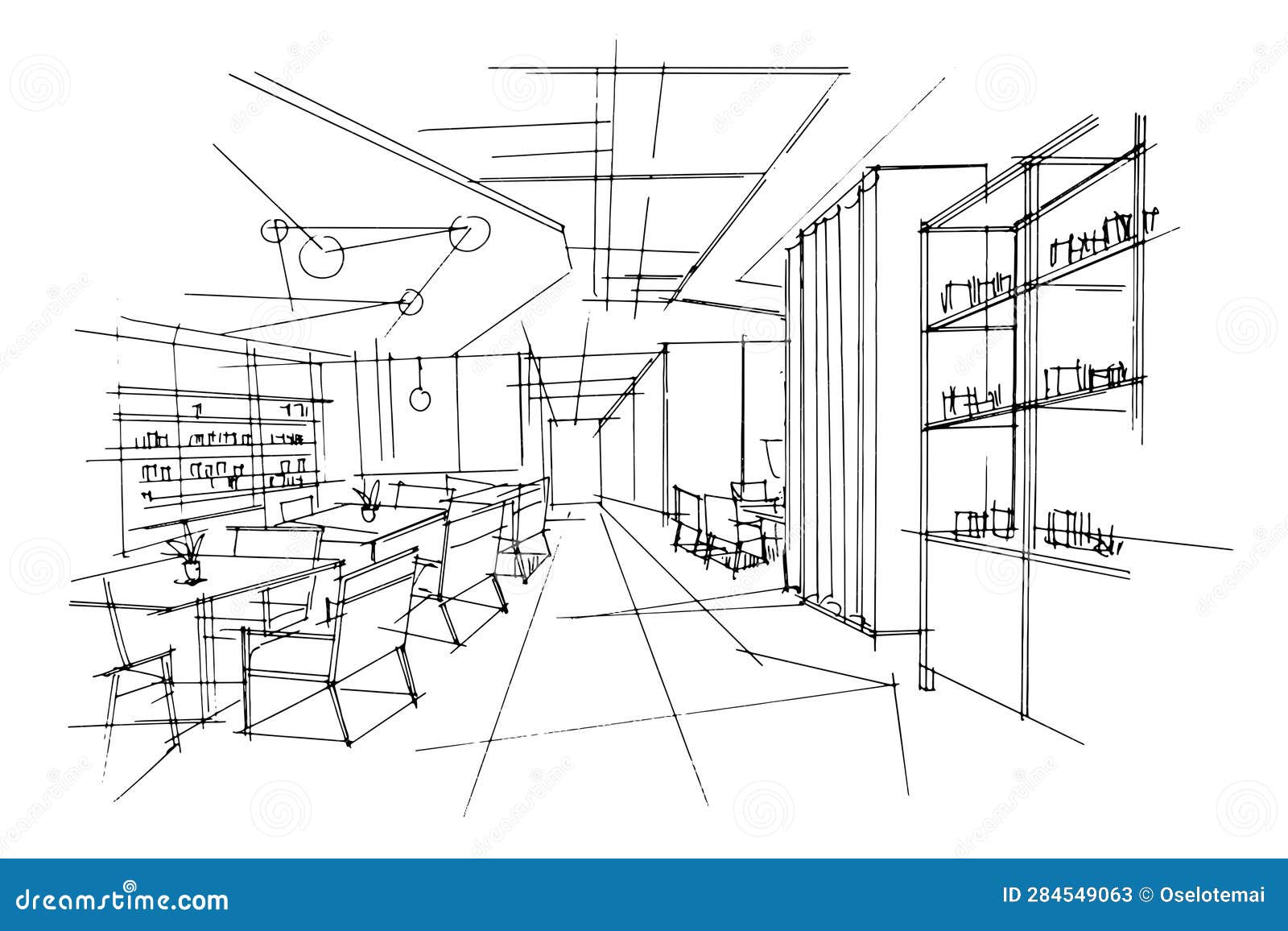 Restaurant Line Drawing,a Line Drawing Using Interior Architecture ...