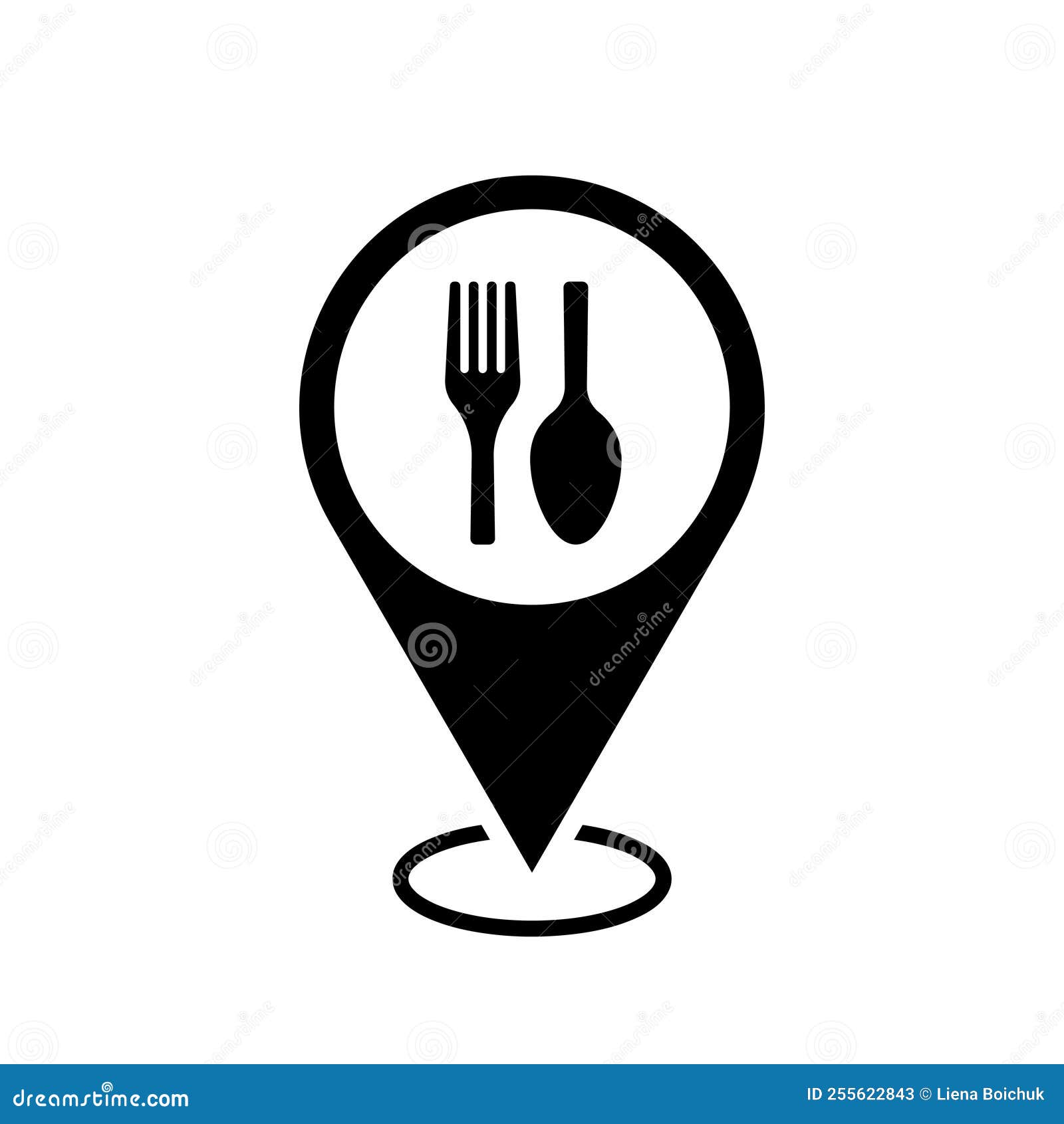 Restaurant Location Map Pointer, Fork and Spoon Icon with Location Pin ...