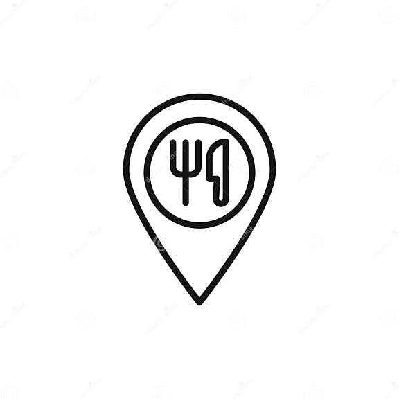 Restaurant Location Pin Logo Sign Vector Outline Stock Illustration