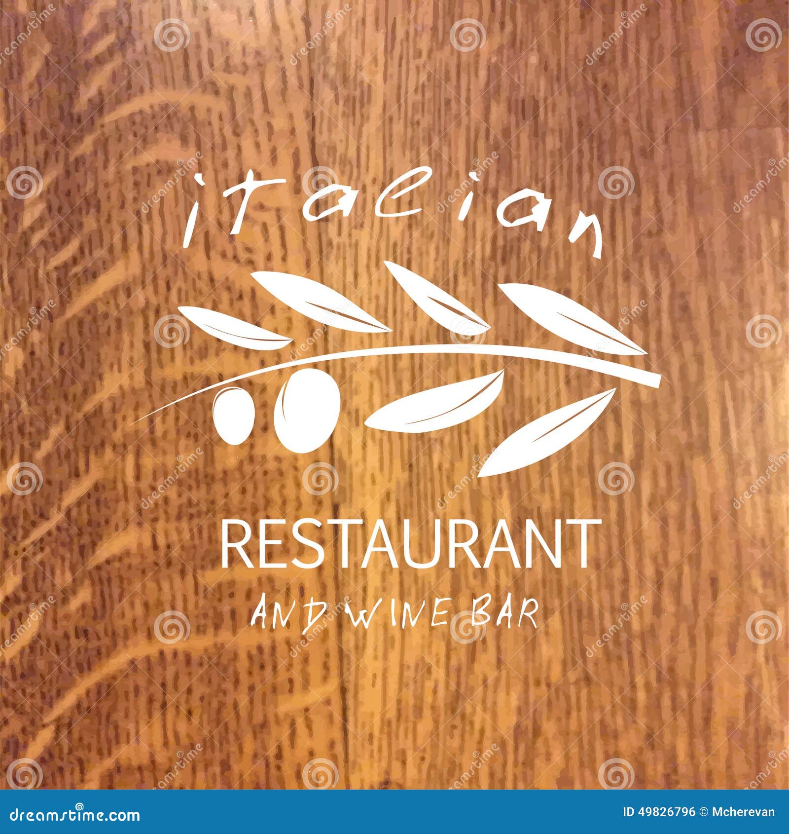 Restaurant Logo Sign on Wooden Background. Stock Illustration ...