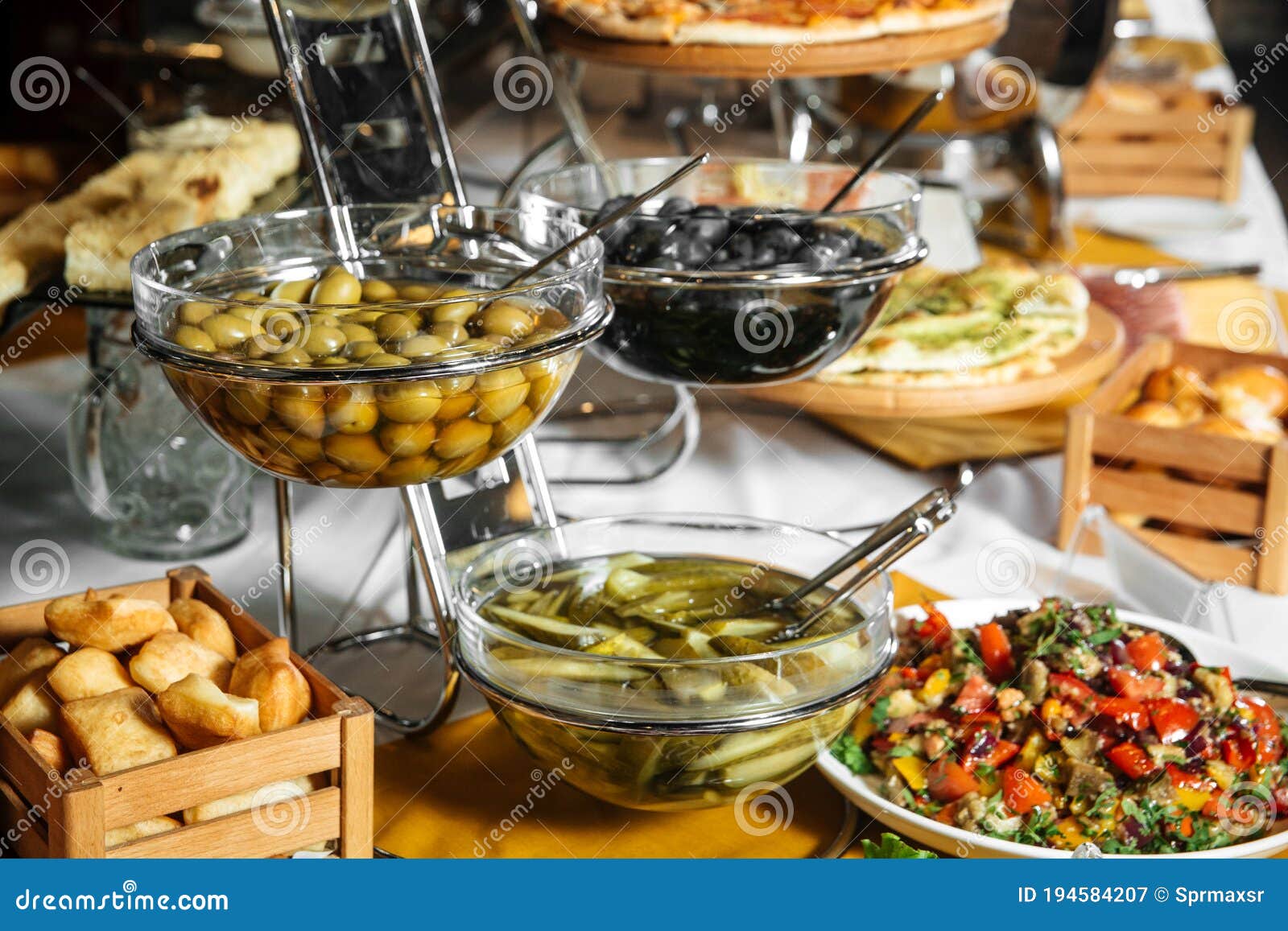 Restaurant Lunch Catering Buffet with Pickle Snack Stock Image - Image ...