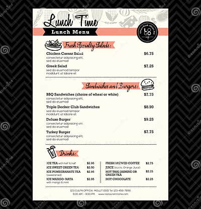 Restaurant Lunch Menu Design Template Layout Stock Vector ...