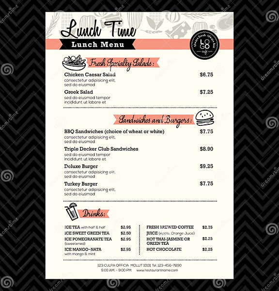 Restaurant Lunch Menu Design Template Layout Stock Vector ...
