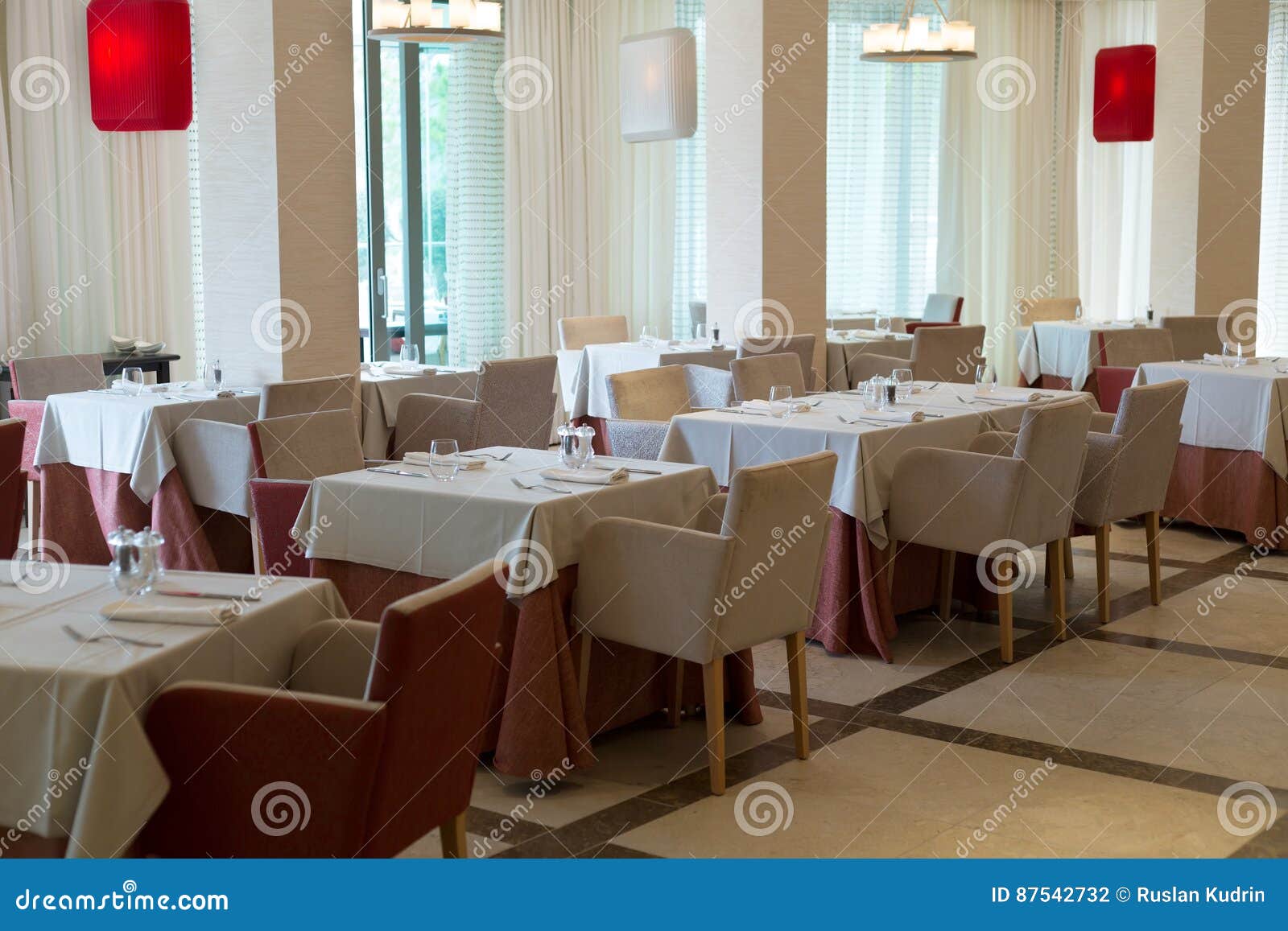 Restaurant in a Luxury Hotel is Ready To Receive Guests Stock Photo ...