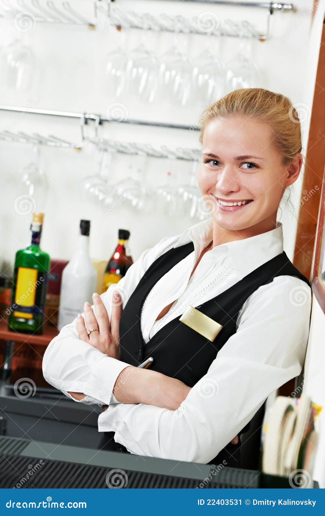 Restaurant Manager Bartender Woman at Work Place Stock Image - Image of ...