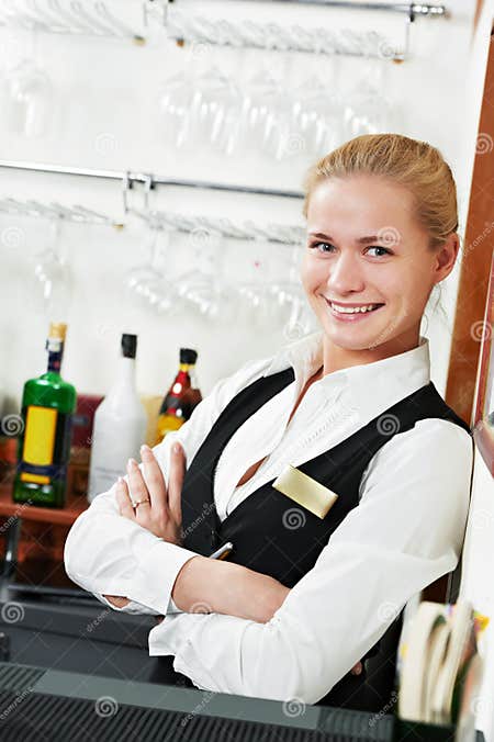 Restaurant Manager Bartender Woman at Work Place Stock Image - Image of ...