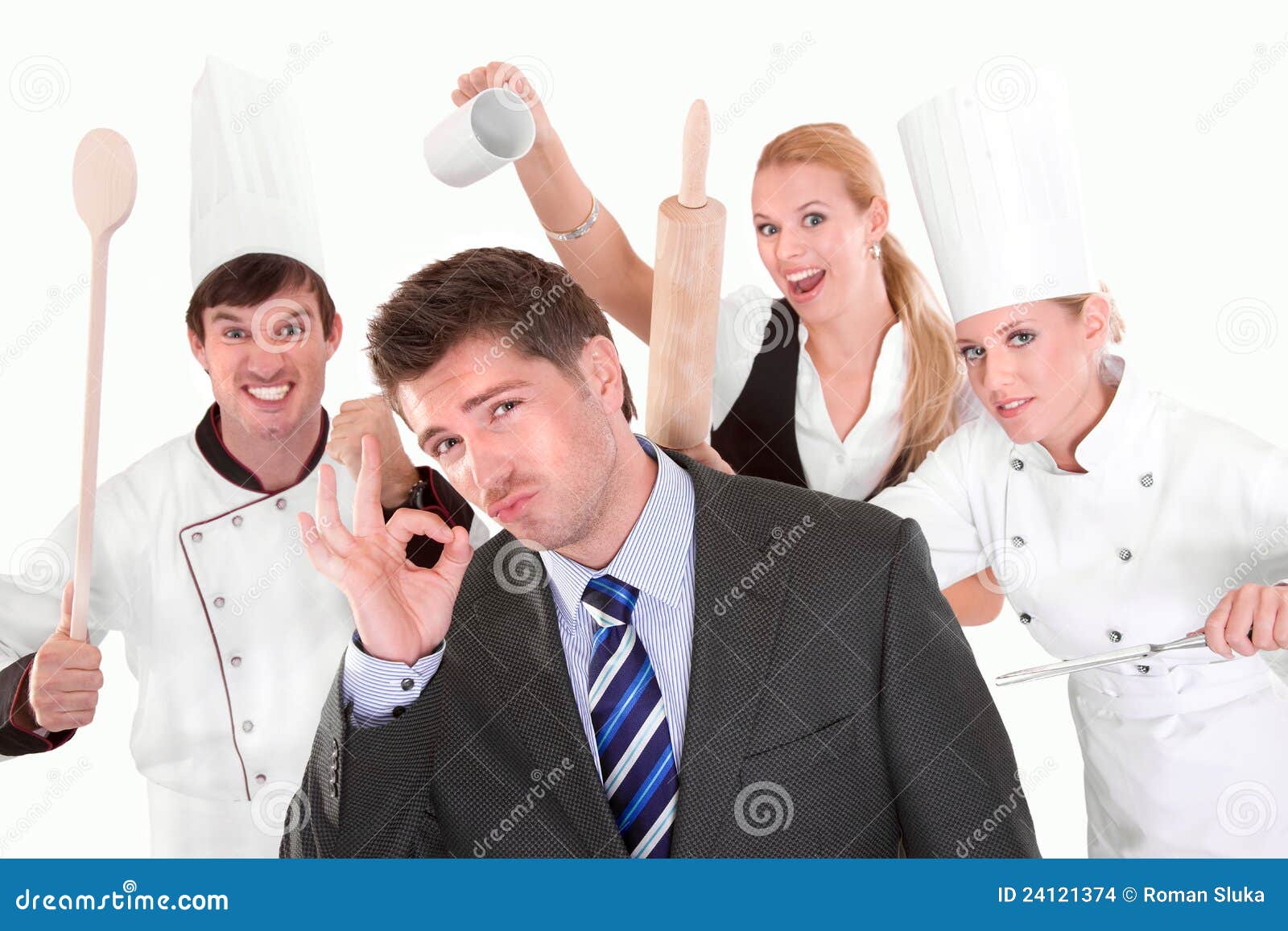 Restaurant Manager with Staff in the Back Stock Photo - Image of ...