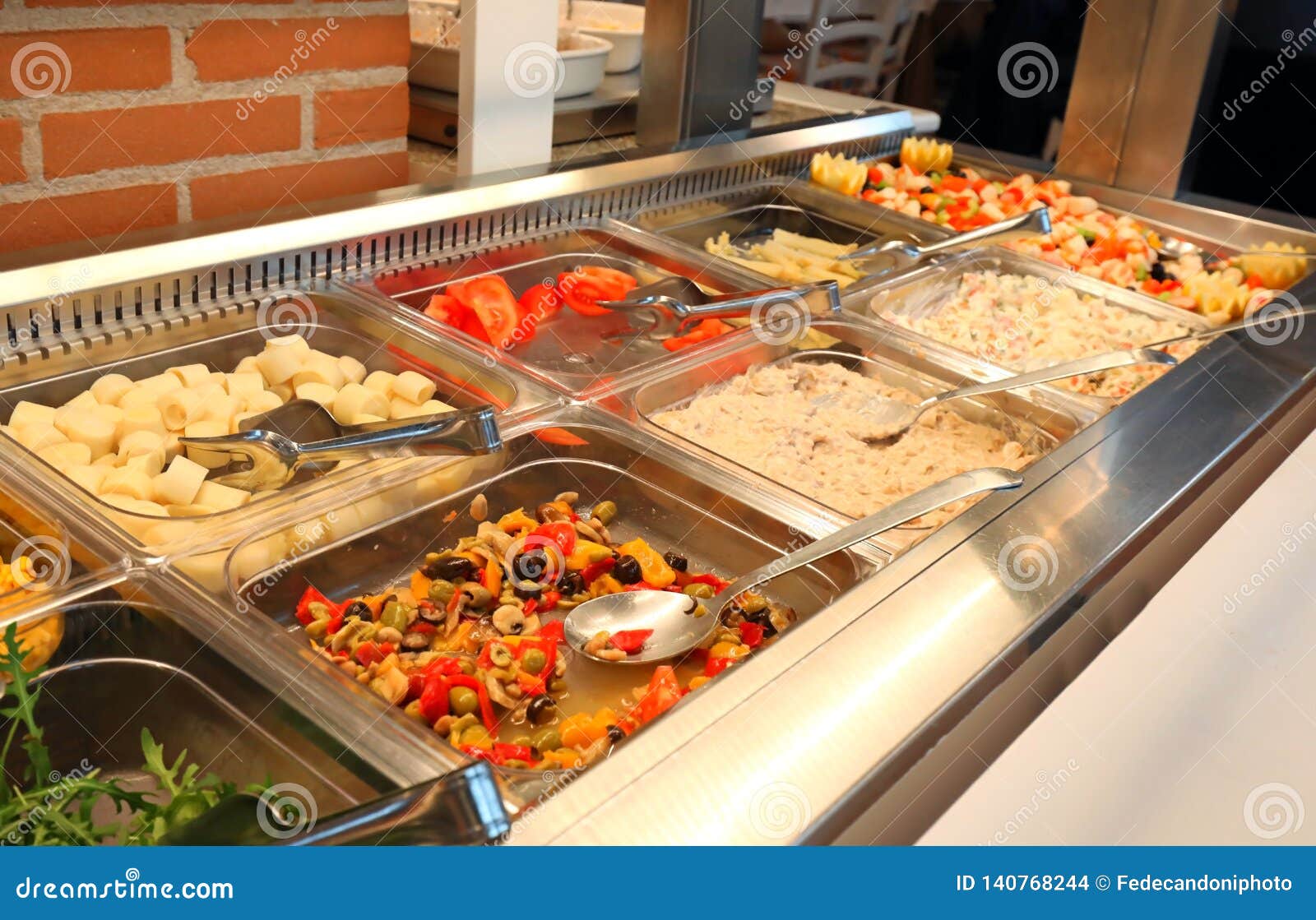 Restaurant with many foods stock photo. Image of restaurant - 140768244