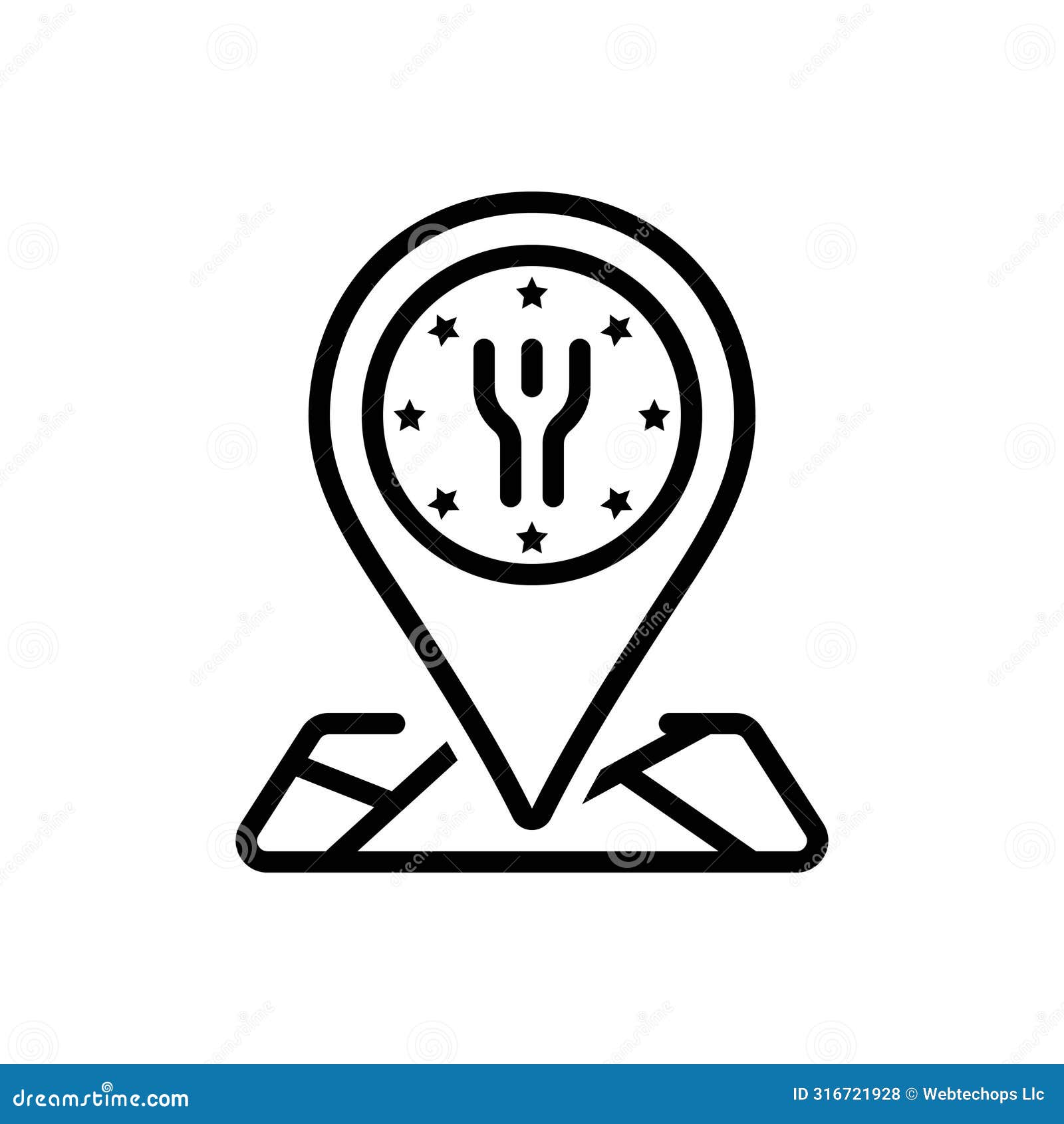 Black Line Icon for Restaurant Map, Restaurant and Location Stock ...