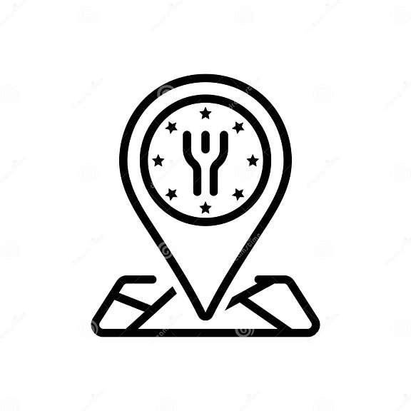 Black Line Icon for Restaurant Map, Restaurant and Location Stock ...