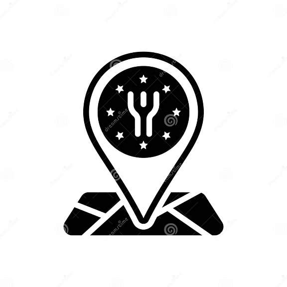 Black Solid Icon for Restaurant Map, Restaurant and Cafe Stock ...