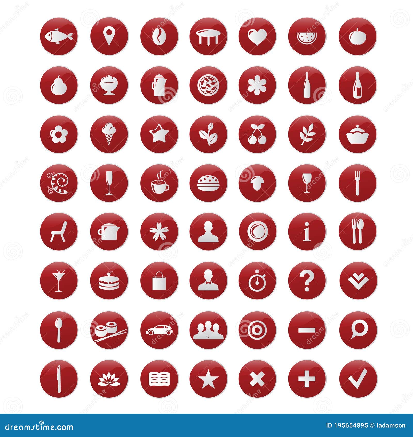 Restaurant and Map Icons Set Stock Vector - Illustration of eating ...