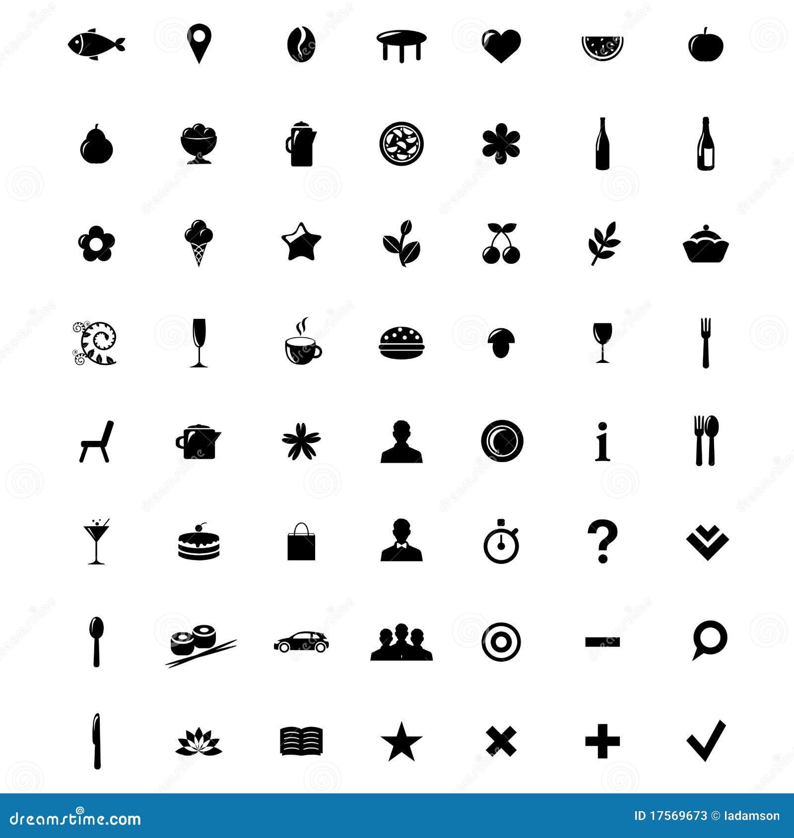 Restaurant and Map Icons Set. Vector Stock Vector - Illustration of ...