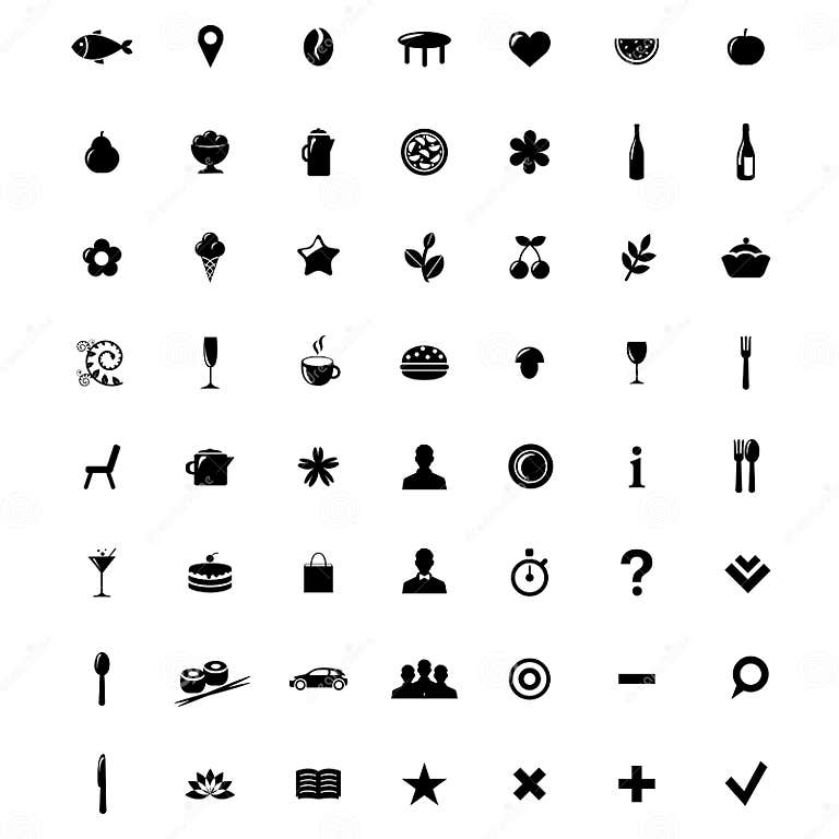 Restaurant and Map Icons Set. Vector Stock Vector - Illustration of ...