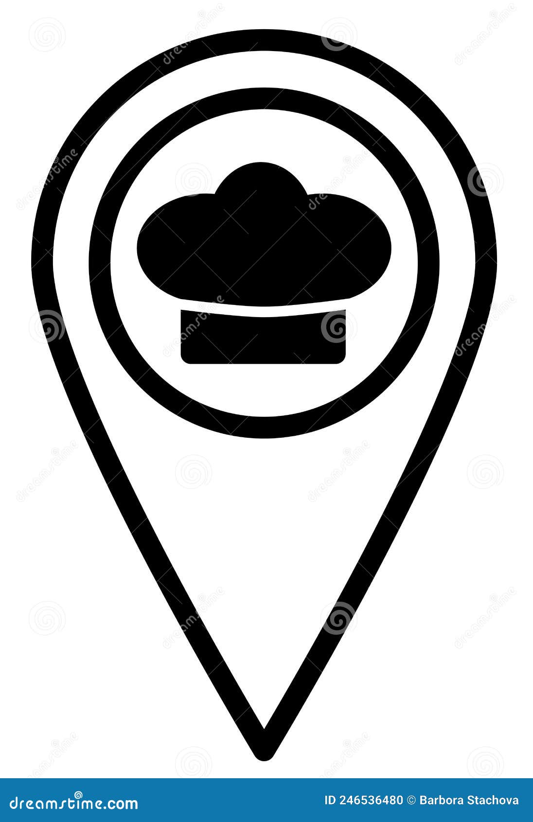 Restaurant Map Pin. Chef Hat Symbol in Map Pointer Stock Illustration ...