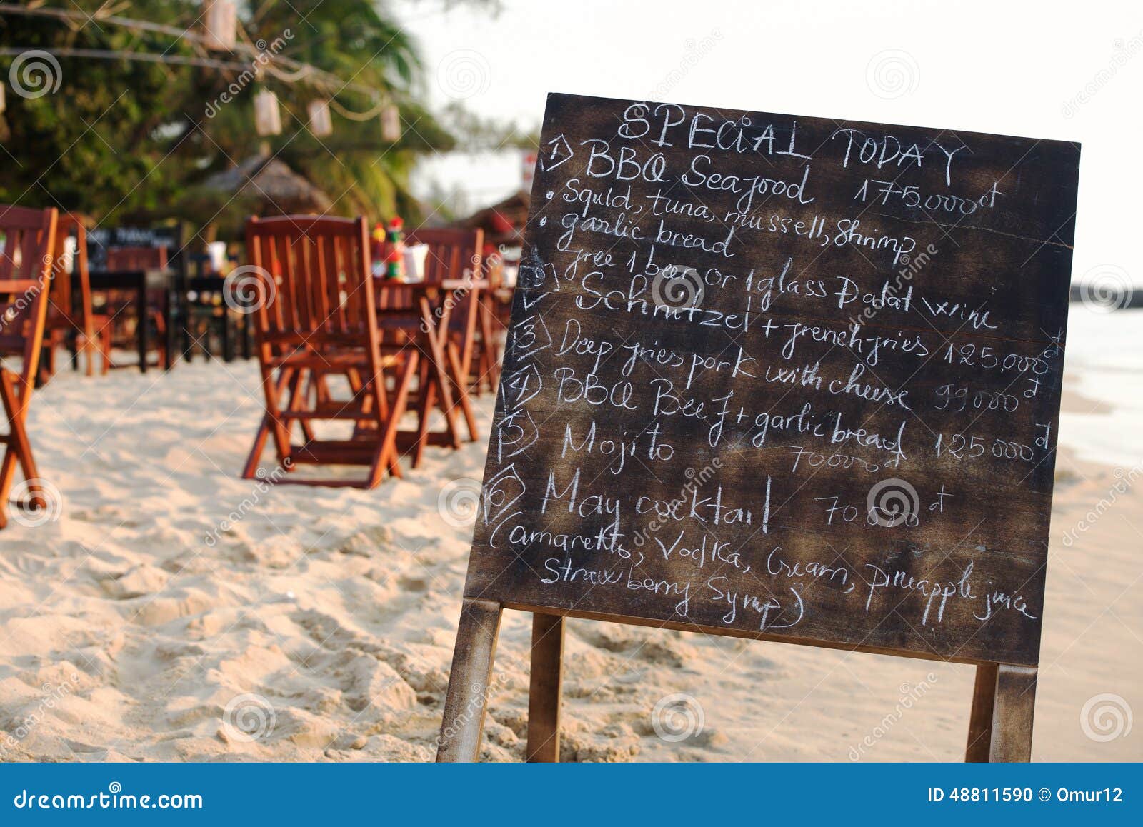 Restaurant Menu Board on the Beach Stock Photo - Image of sand, meal ...