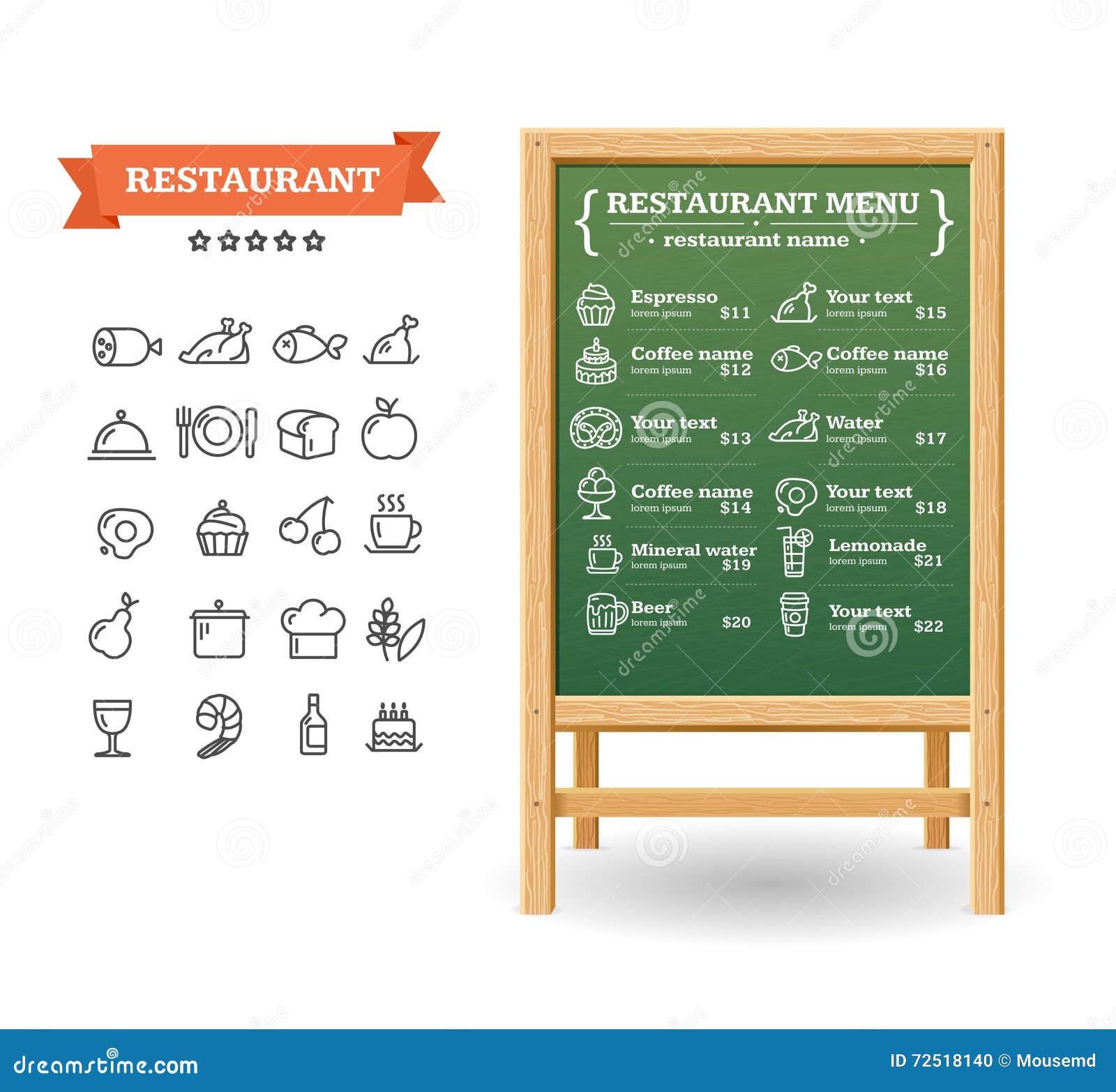 Restaurant Menu Board. Vector Stock Vector - Illustration of billboard ...