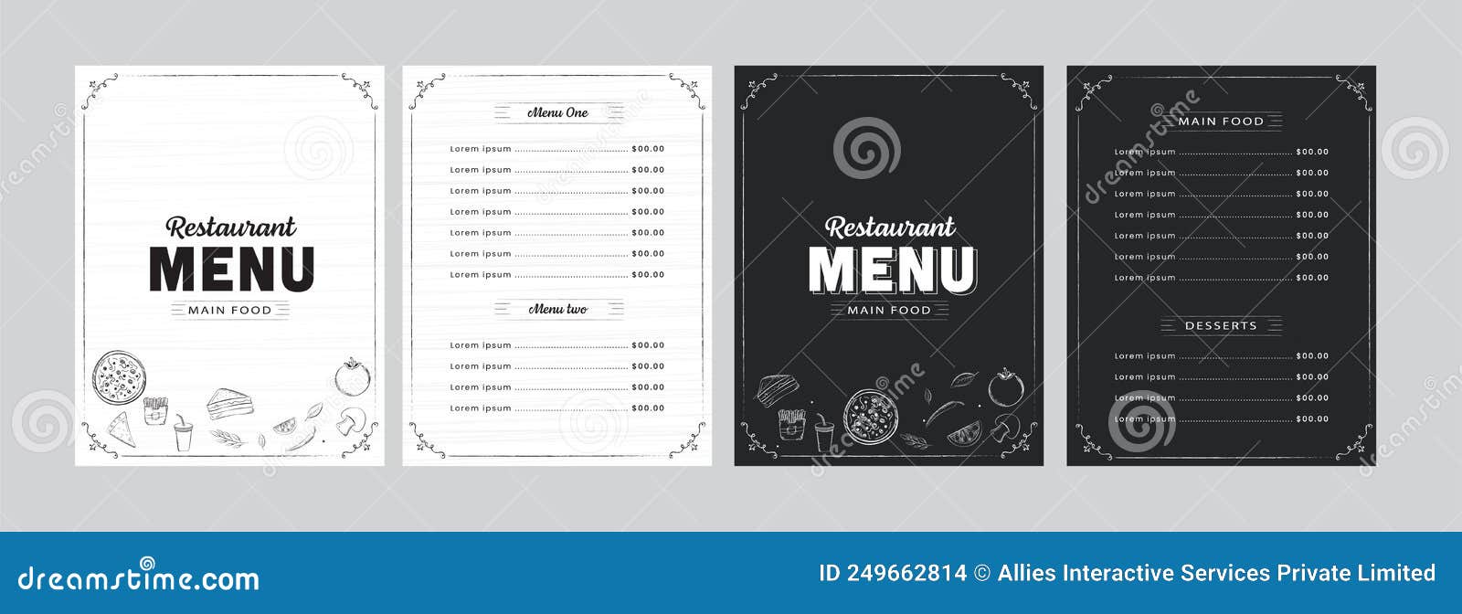 Restaurant Menu Card Template Layout in Red and White Color Stock ...