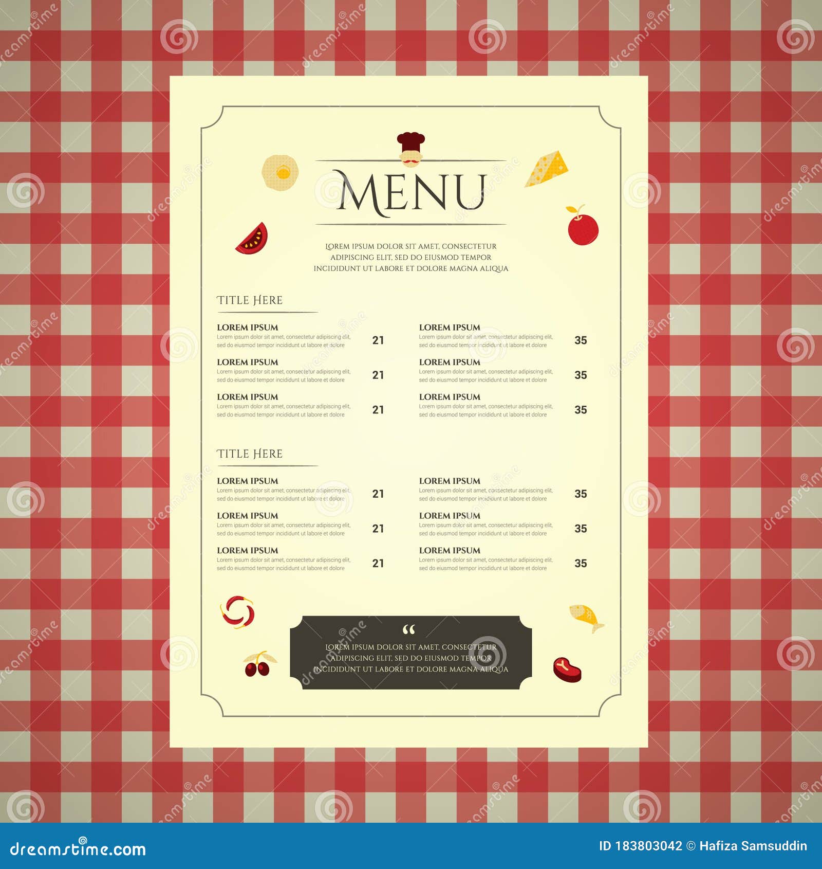 Restaurant Menu Card. Vector Illustration Decorative Background Design ...