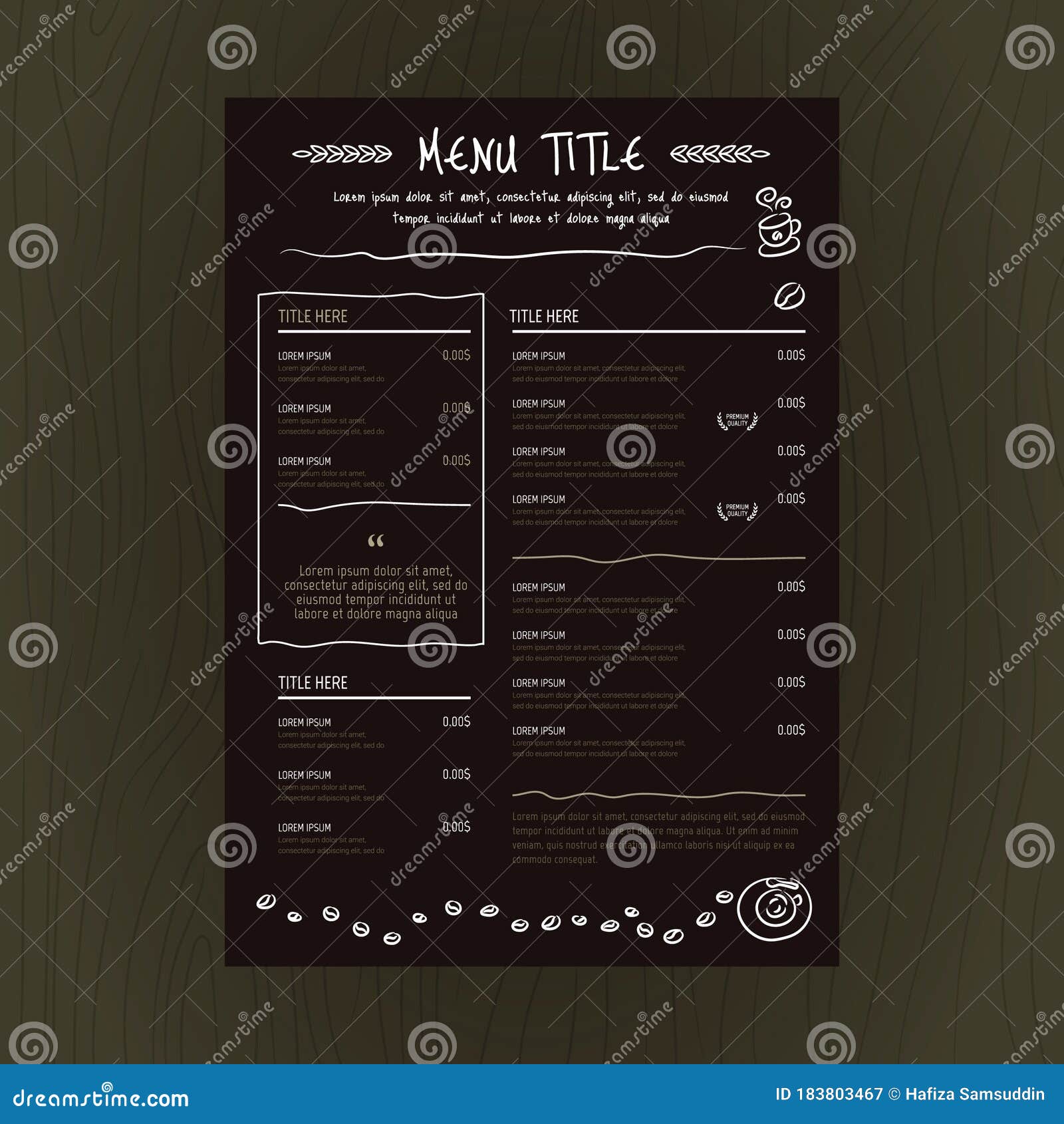 Restaurant Menu Card. Vector Illustration Decorative Background Design ...