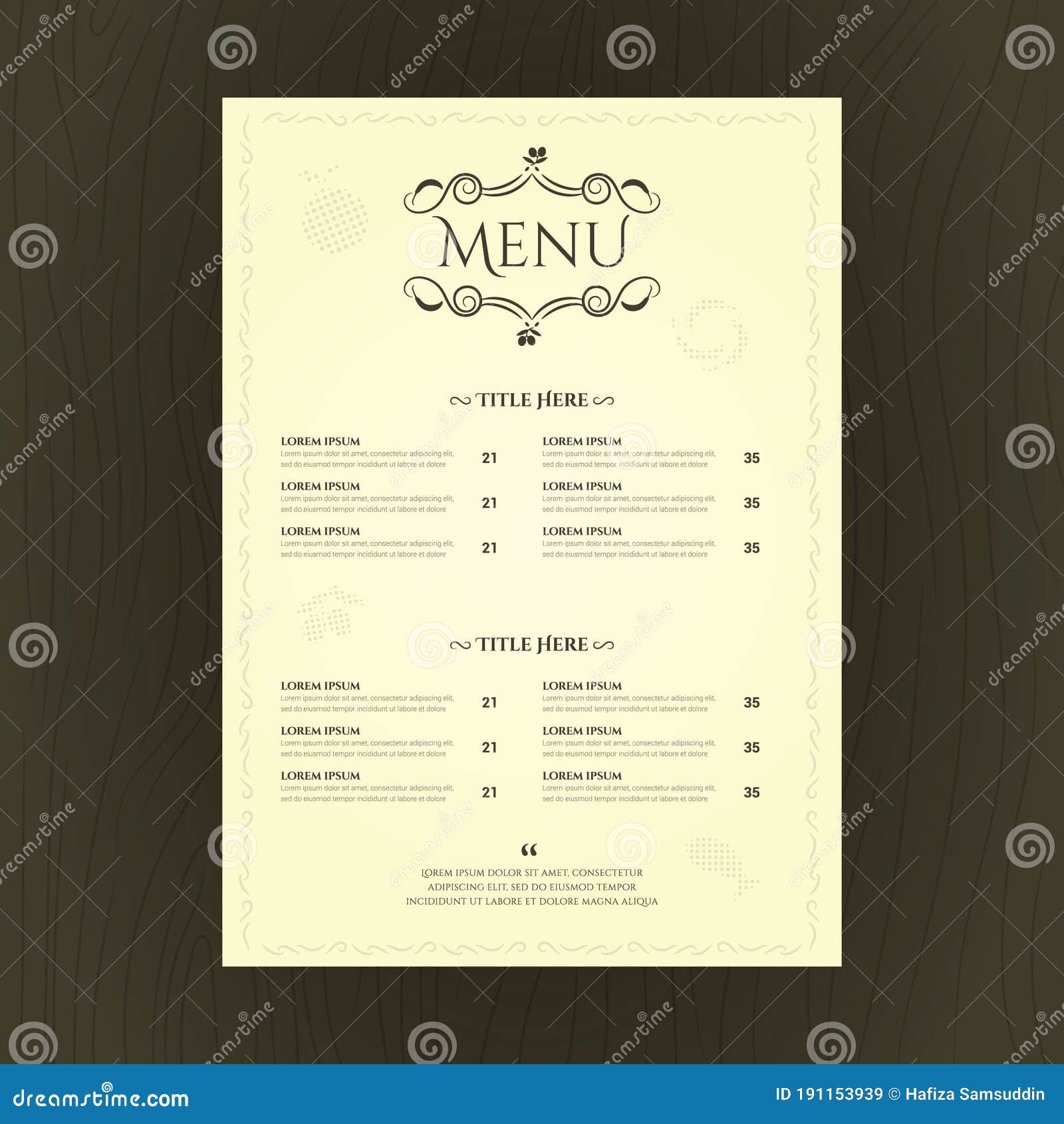 Restaurant Menu Card. Vector Illustration Decorative Design Stock ...