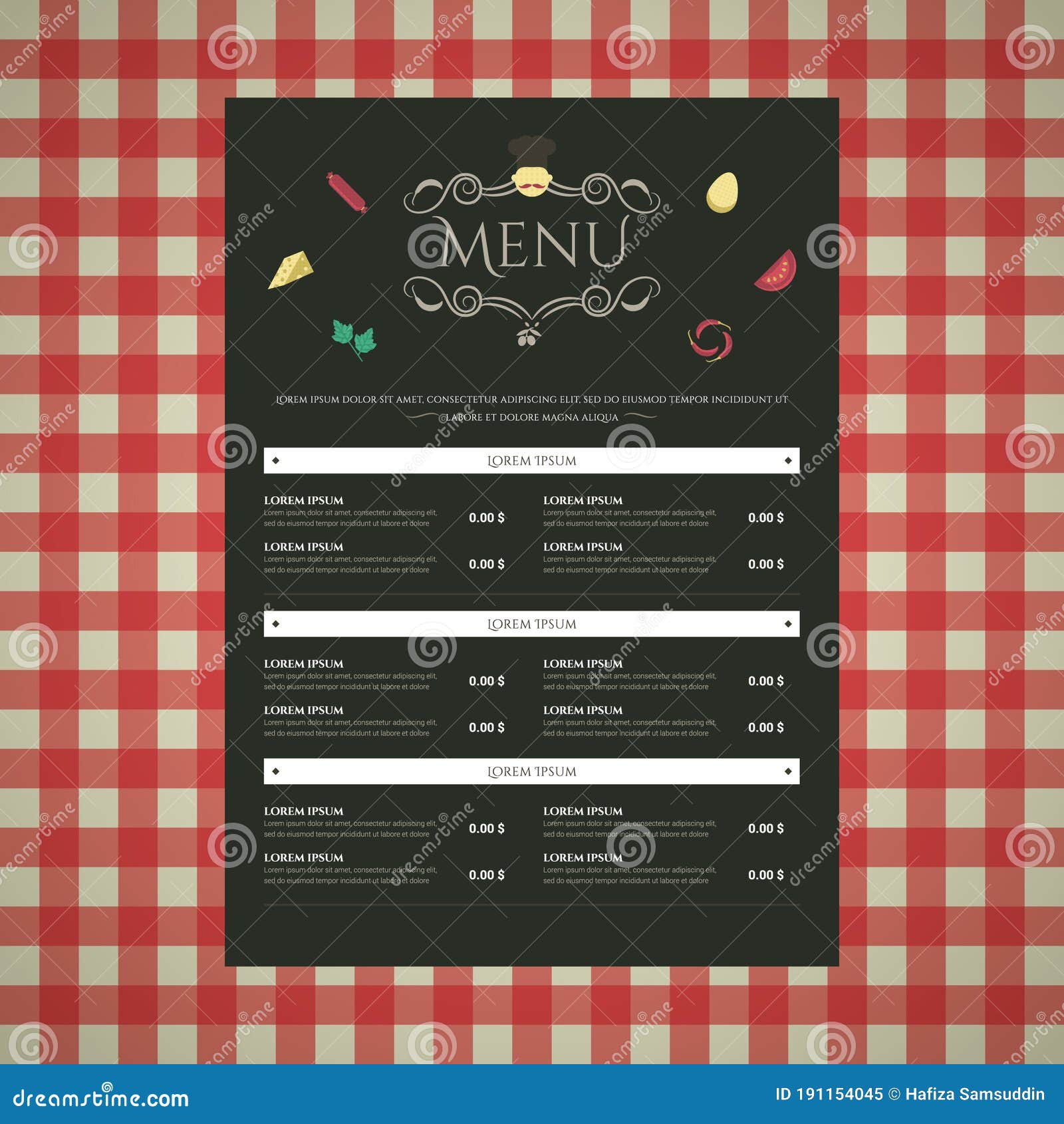 Restaurant Menu Card. Vector Illustration Decorative Design Stock ...