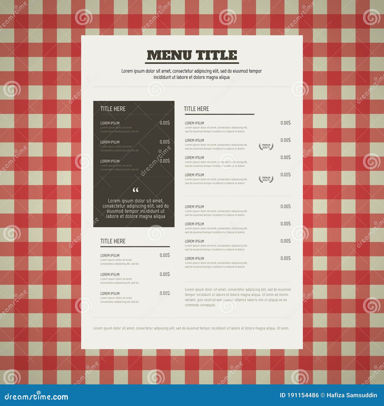 Restaurant Menu Card. Vector Illustration Decorative Design Stock ...