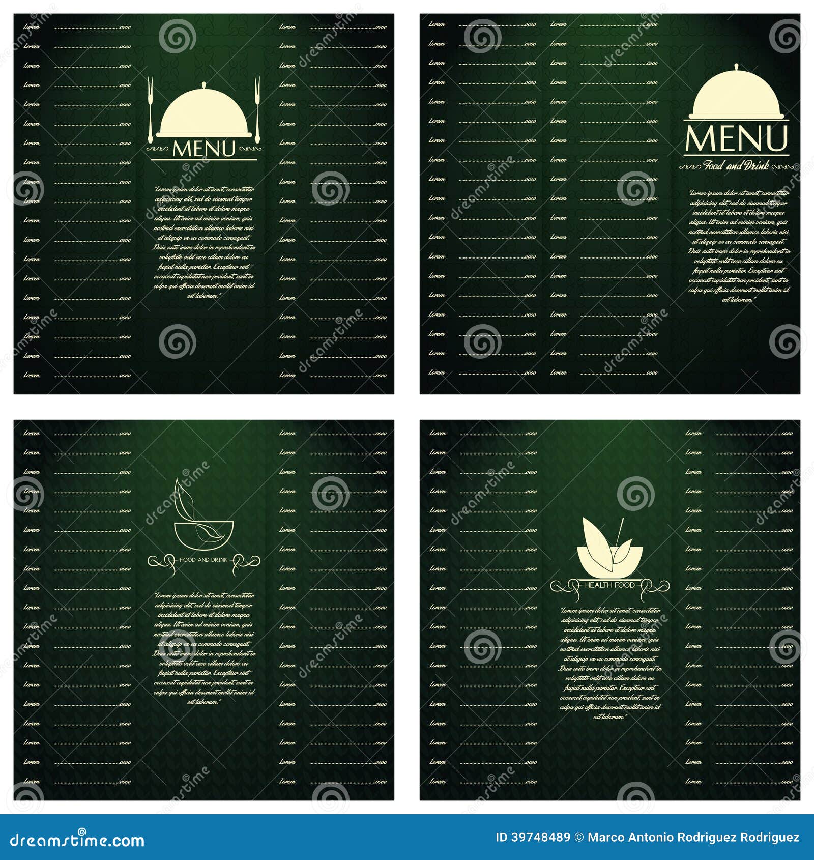 Restaurant Menu Cards Design Template Editable Stock Illustration ...