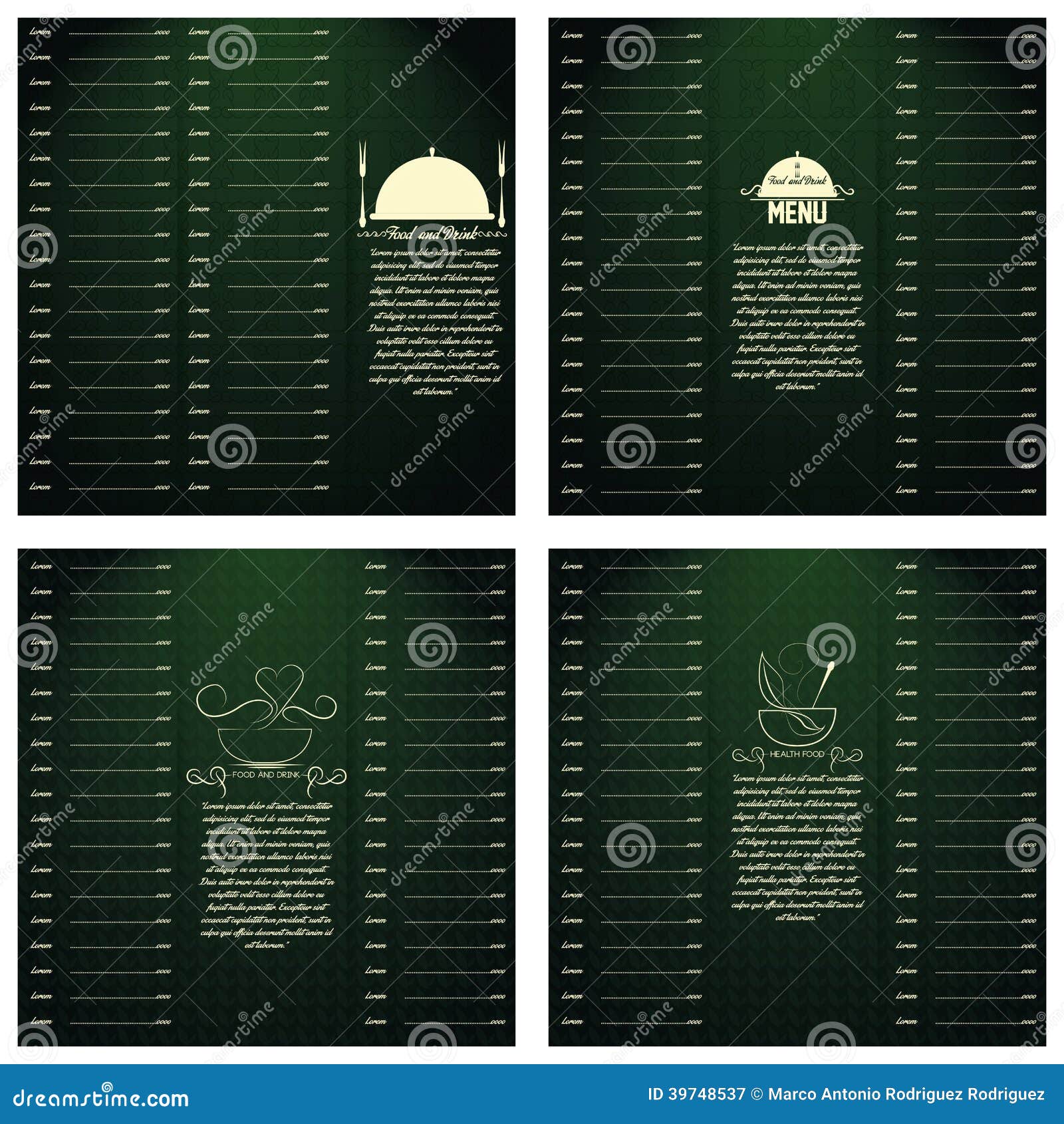 Restaurant Menu Cards Design Template Editable Editorial Photography ...