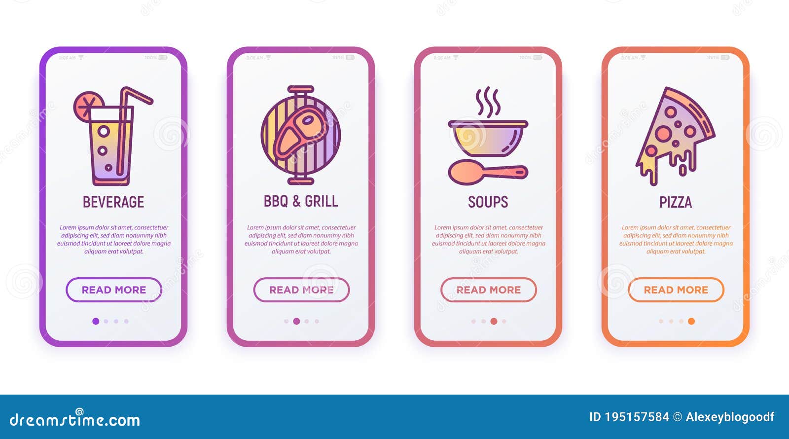 Restaurant Menu Concept with Thin Line Icons for Mobile User Interface ...