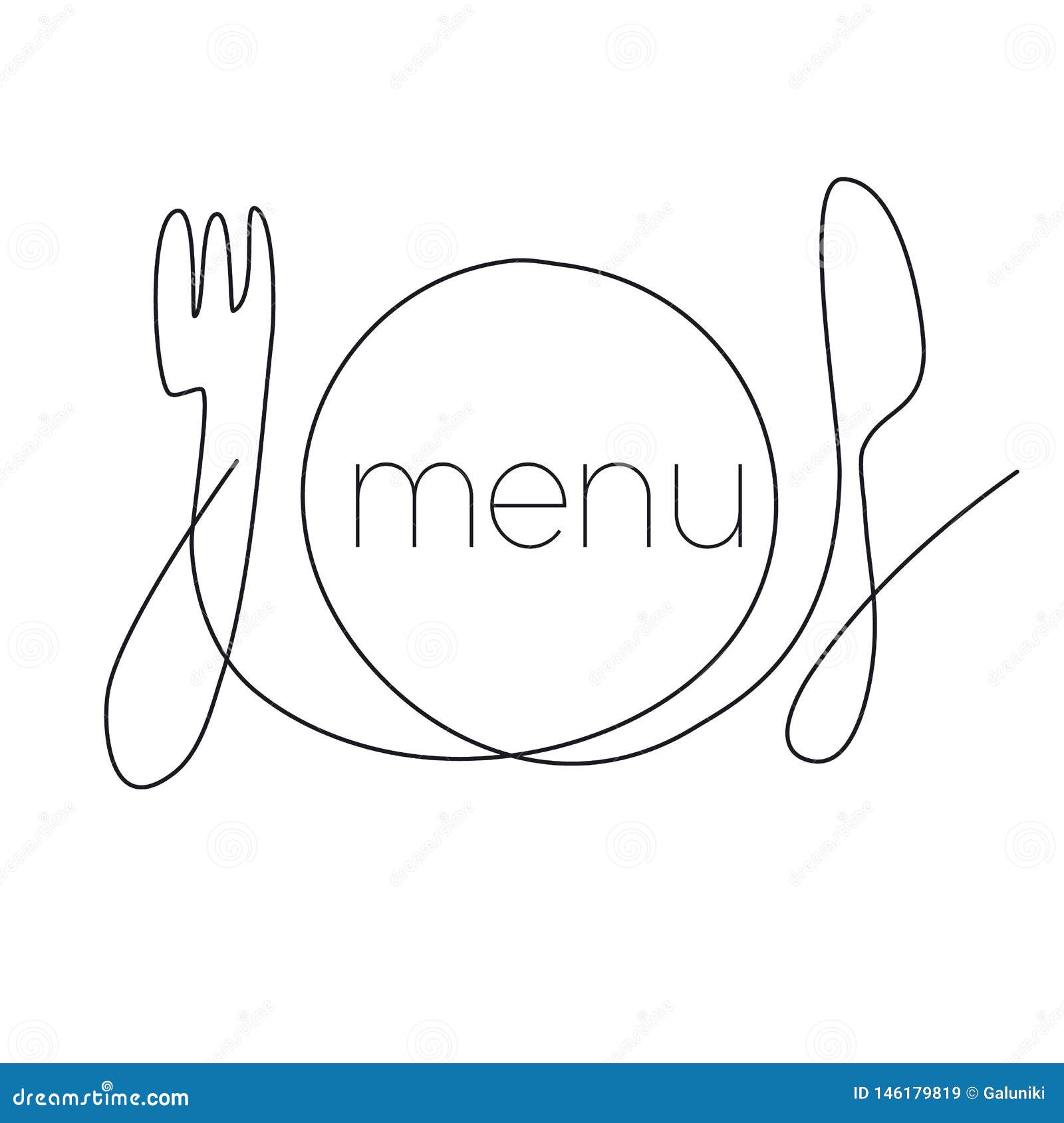 Restaurant Menu Continuous Thin Line Illustration Stock Vector ...
