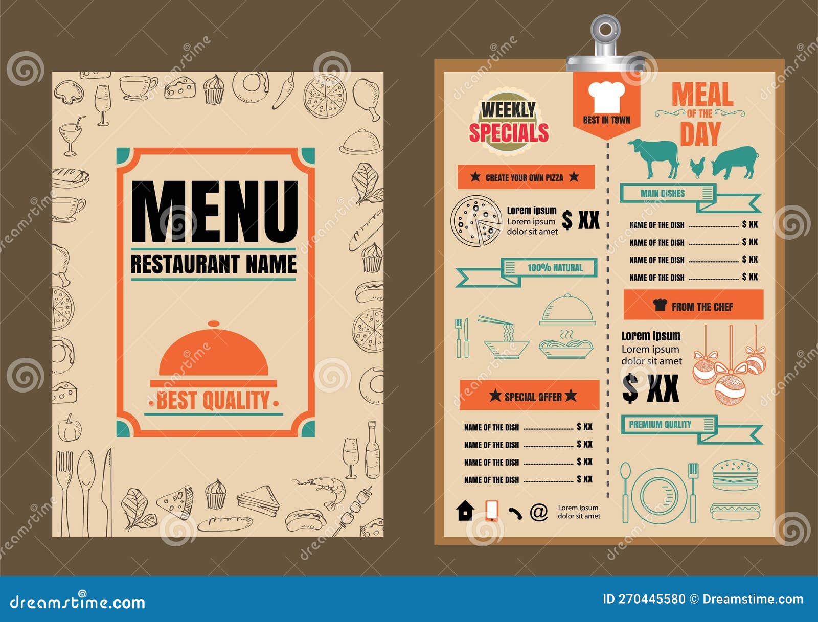 Restaurant Menu Design Avec Fond De Tableau Noir Illustration de ...