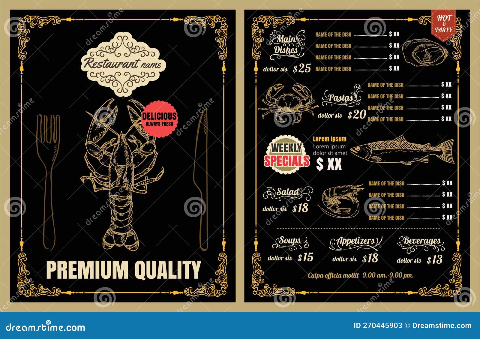 Restaurant Menu Design Avec Fond Vintage Tableau Illustration de ...