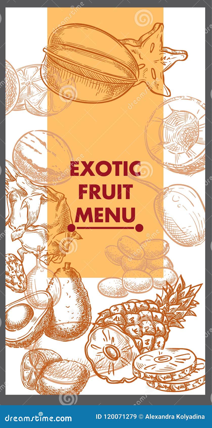 Restaurant Menu Design. Exotic Fruit. Vector Stock Vector ...