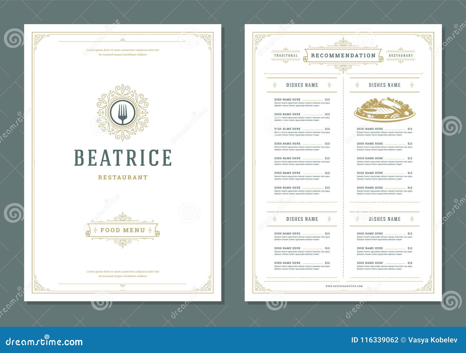 Restaurant Menu Design and Label Vector Brochure Template. Stock Vector ...