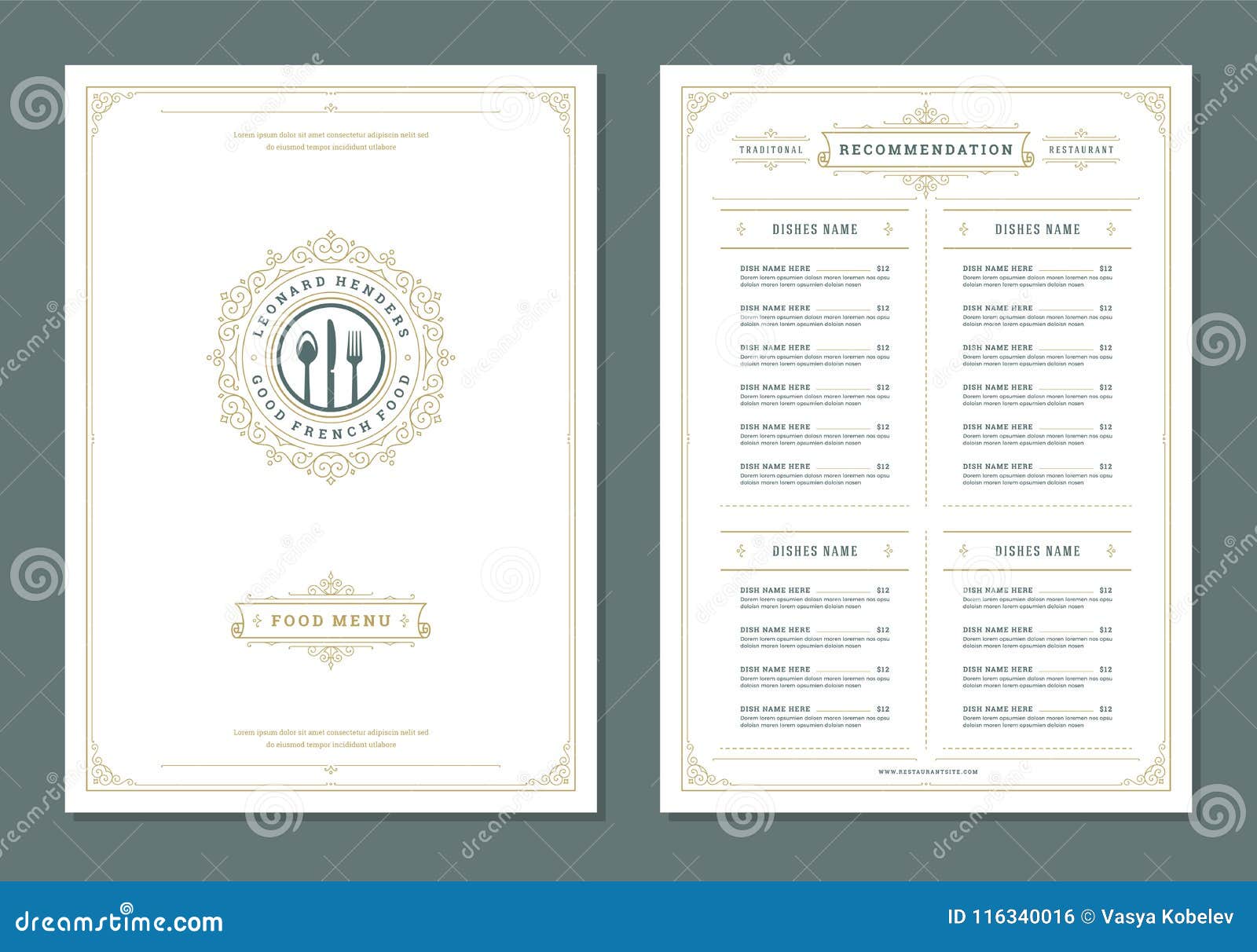 Restaurant Menu Design and Label Vector Brochure Template. Stock Vector ...