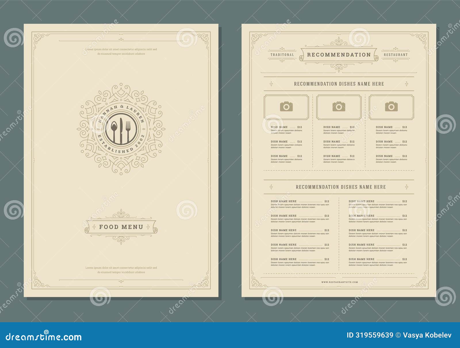 Restaurant Menu Design and Label Vector Brochure Template Stock Vector ...