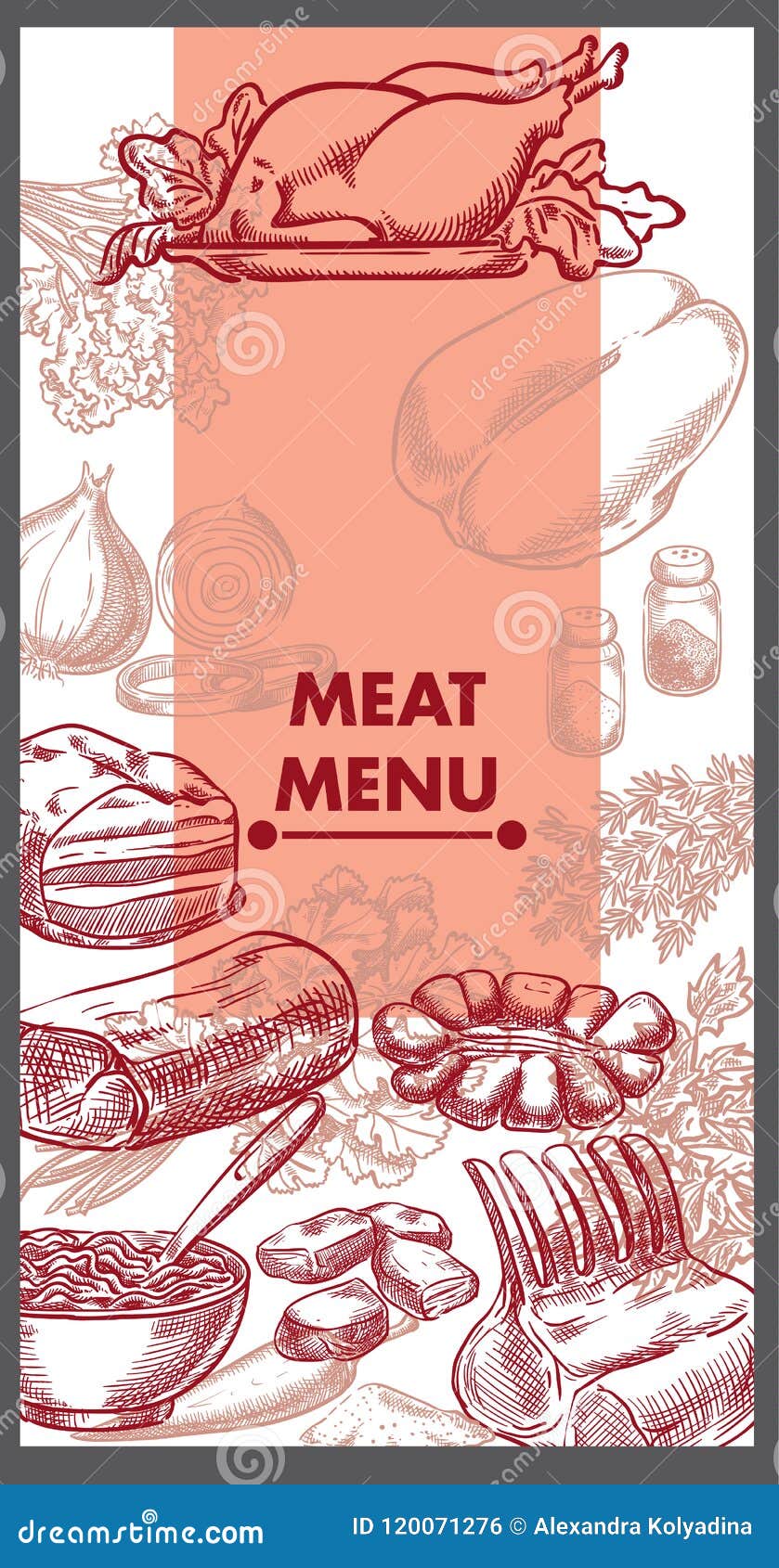 Restaurant Menu Design. Meat Food. Vector Stock Vector - Illustration ...