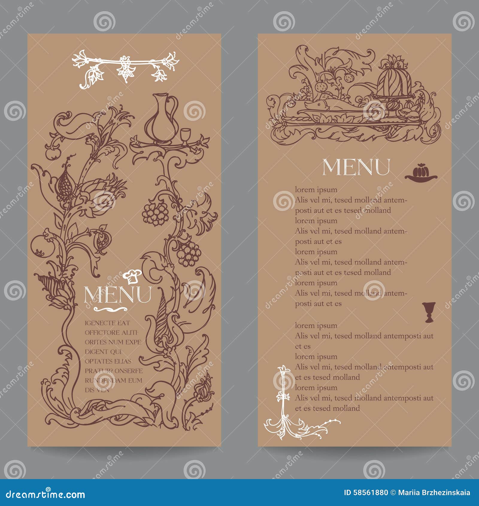 Restaurant Menu Design with Vintage Label Stock Vector - Illustration ...