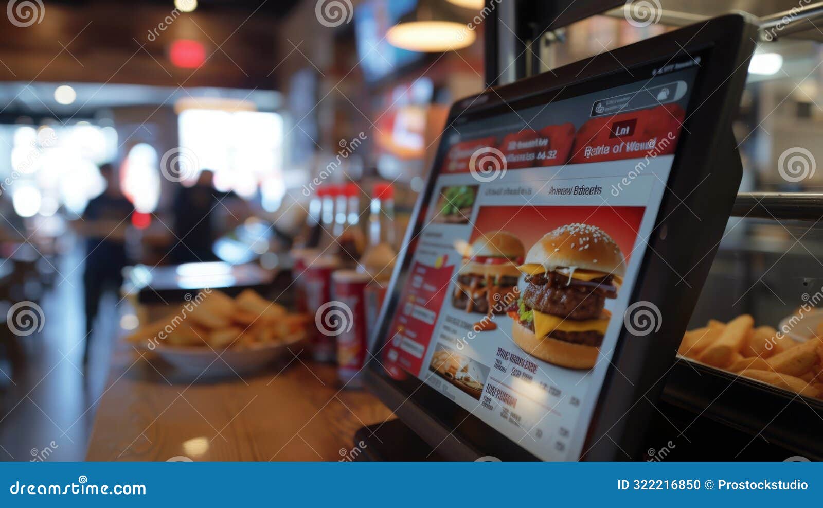 Restaurant Menu Digital Display with Burger Image Stock Photo - Image ...
